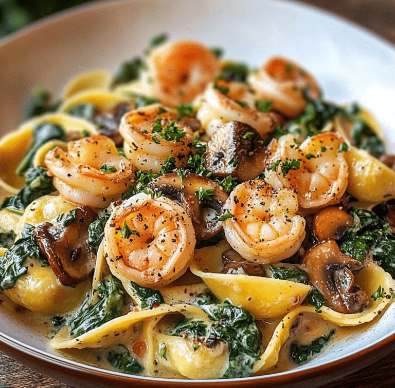 Creamy Spinach Mushroom Shrimp Shells Recipe