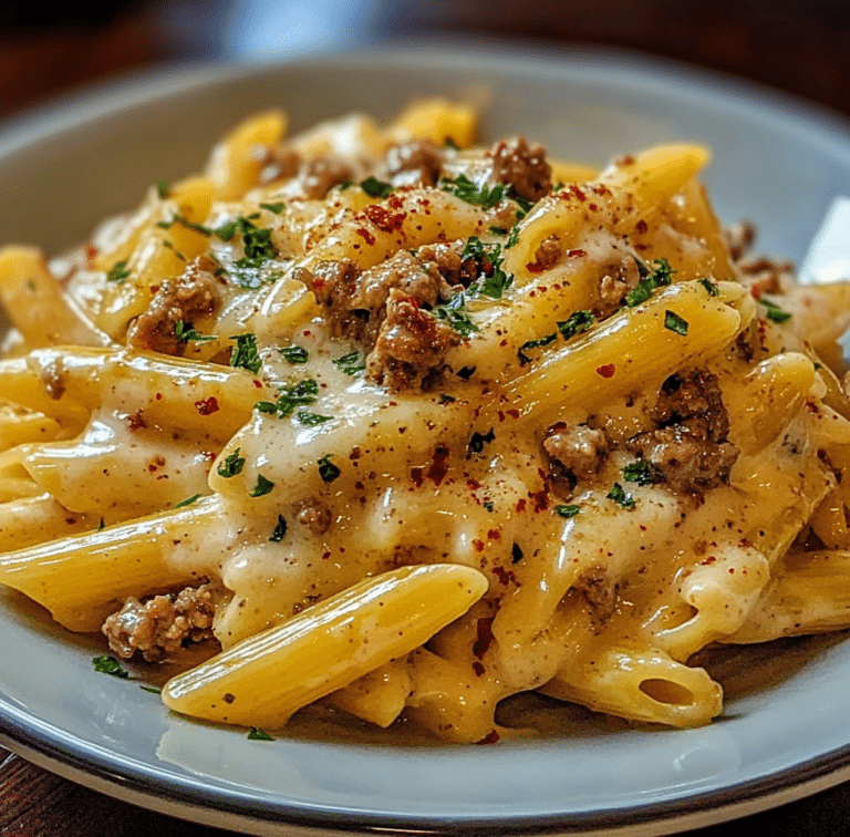 Creamy Velveeta Penne Pasta with Cajun Beef