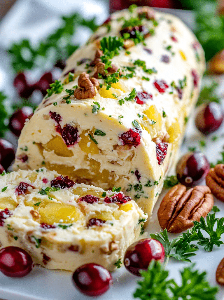 Pineapple Cranberry Holiday Cheese Log Recipe
